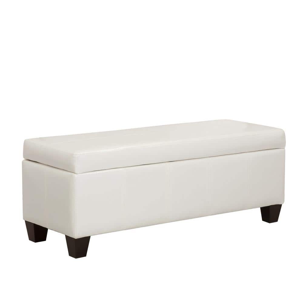 Reviews for WESTINFURNITURE Medora Cream Faux Leather Lift-Top Storage ...