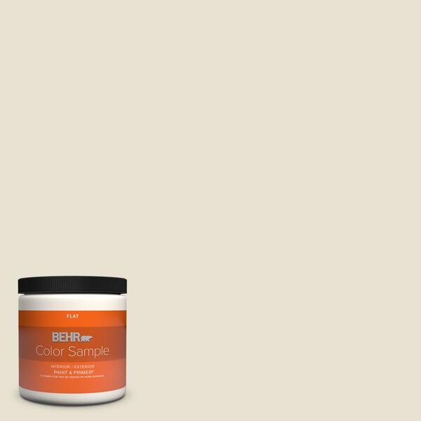 BEHR PREMIUM PLUS 8 oz. #BXC-62 Alabaster Flat Interior/Exterior Paint ...