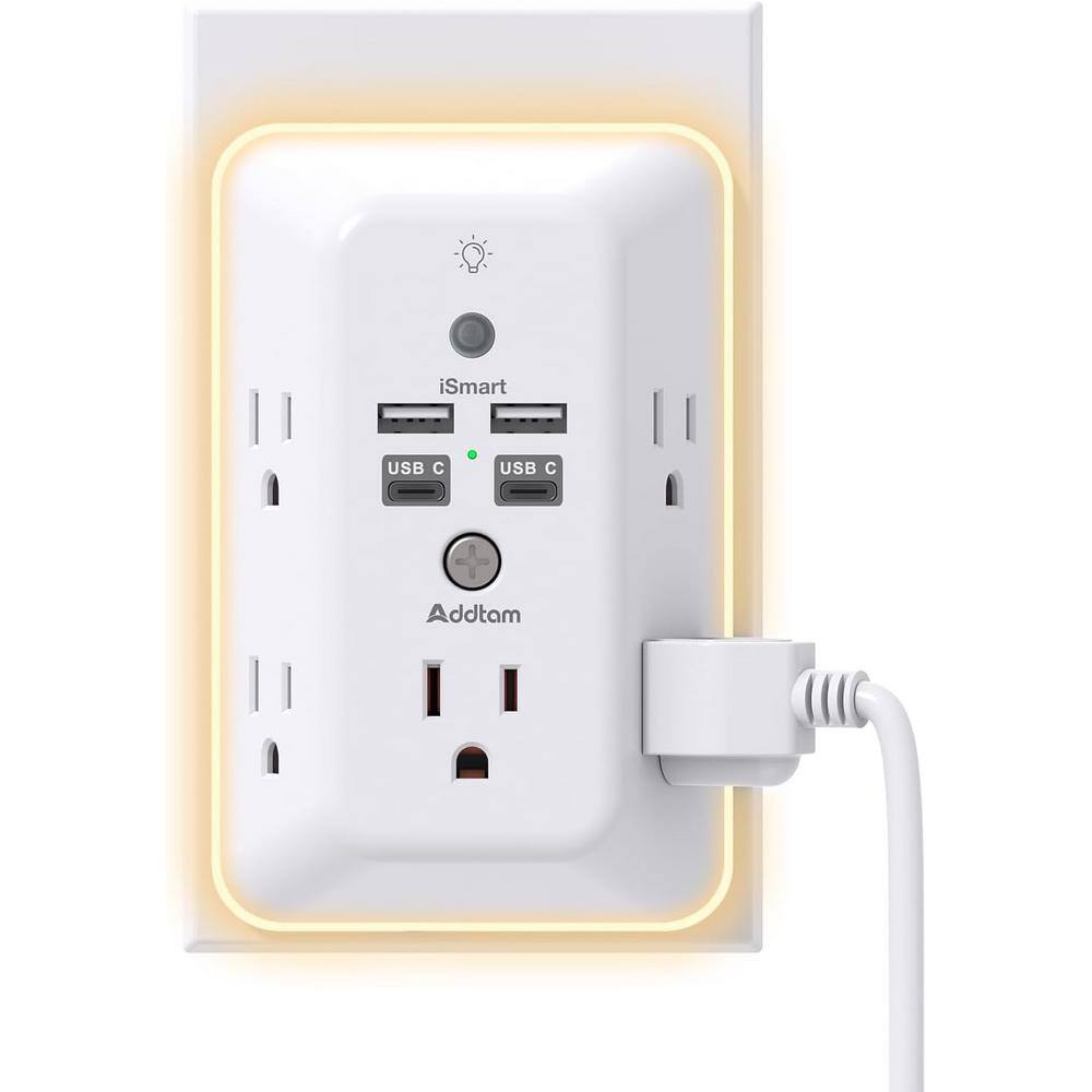 Lukyamzn 5-Outlet Power Strip Surge Protector with Night Light, USB ...