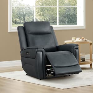 Spruce & Spring Jory Navy Modern Leather Dual Motors Power Recliner ...