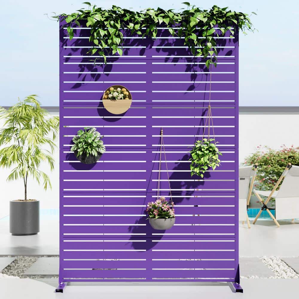 Dovelina 47 in. x 72 in. Violet Metal Garden Screens Room Divider ...