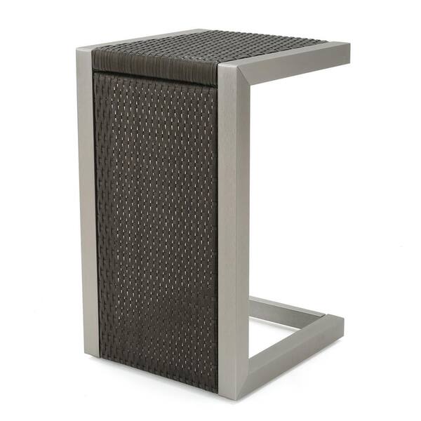 New Brown Outdoor Patio Modern Metal C-Shaped End Table for Backyard ...