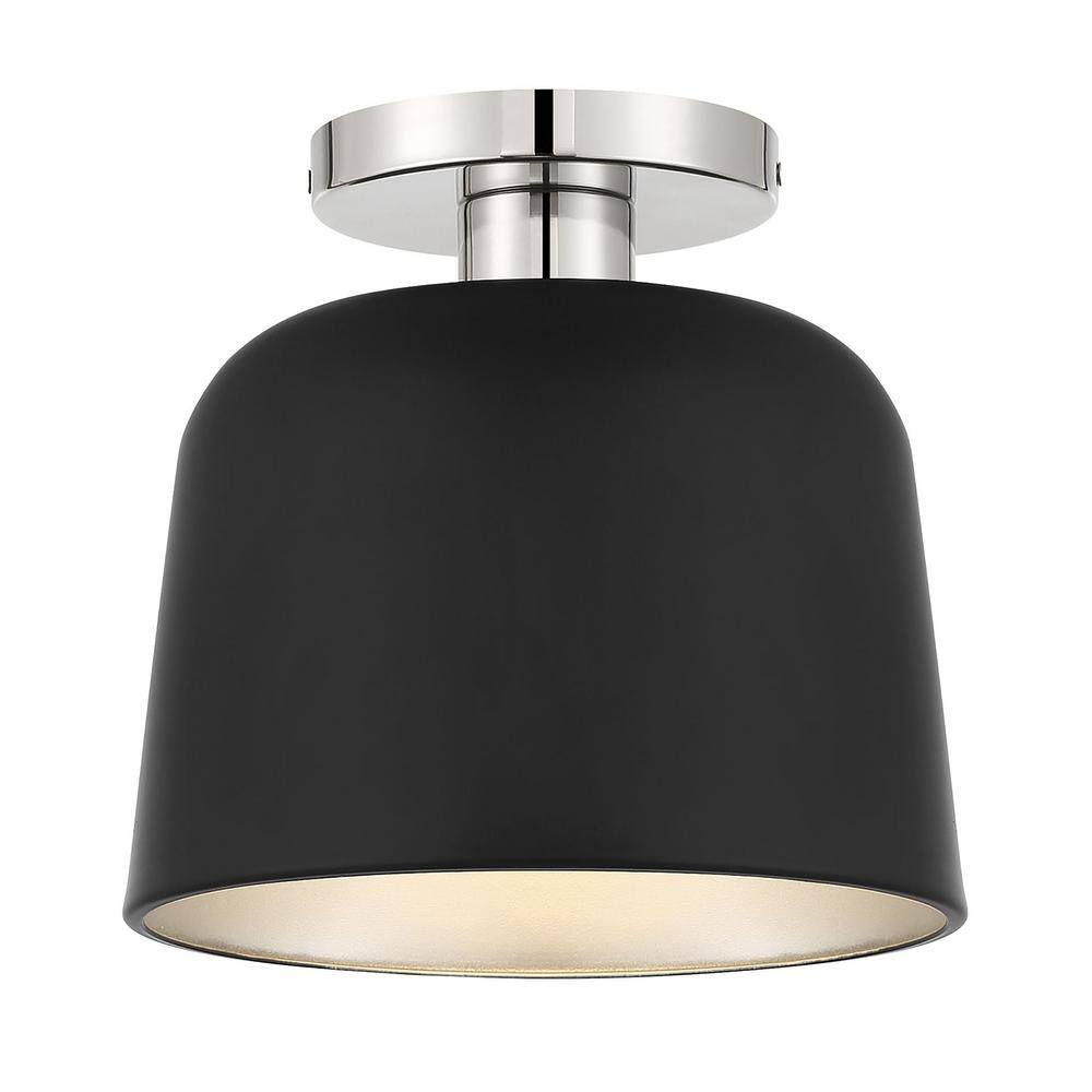 TUXEDO PARK LIGHTING 9 in. W x 9 in. H 1-Light Matte Black and Polished ...