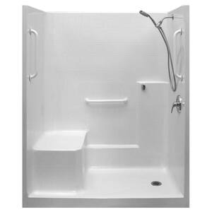 Ella 60 in. x 33 in. x 77 in. Standard Low Threshold 3-Piece Shower Kit ...