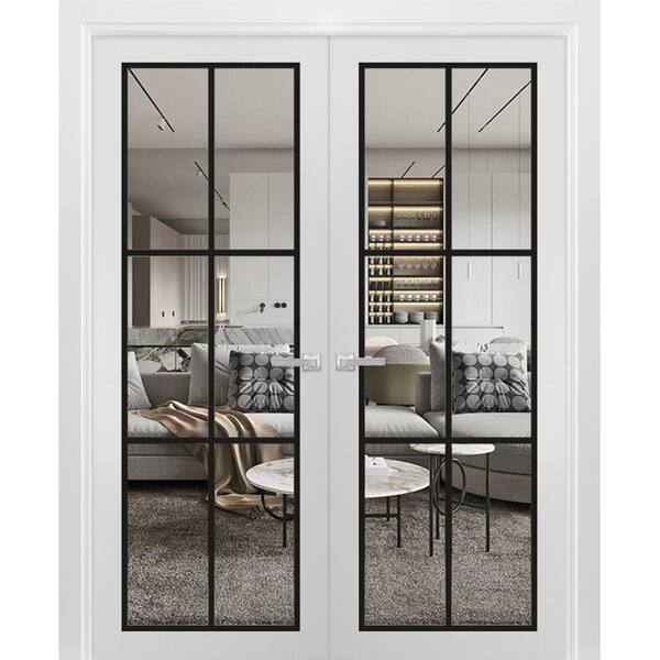 Sartodoors 56 in. x 80 in. 2 Panel White Finished Solid Wood Sliding ...