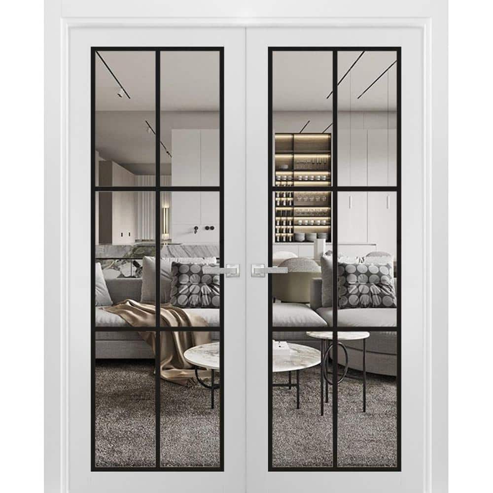 Sartodoors 64 in. x 96 in. 2 Panel White Finished Solid Wood Sliding ...