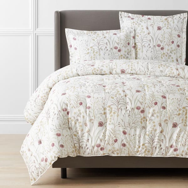 The Company Store Legends Hotel Thistle Flower White Multi Queen Wrinkle Free Sateen Comforter 51297E Q WHI MULTI The Home Depot