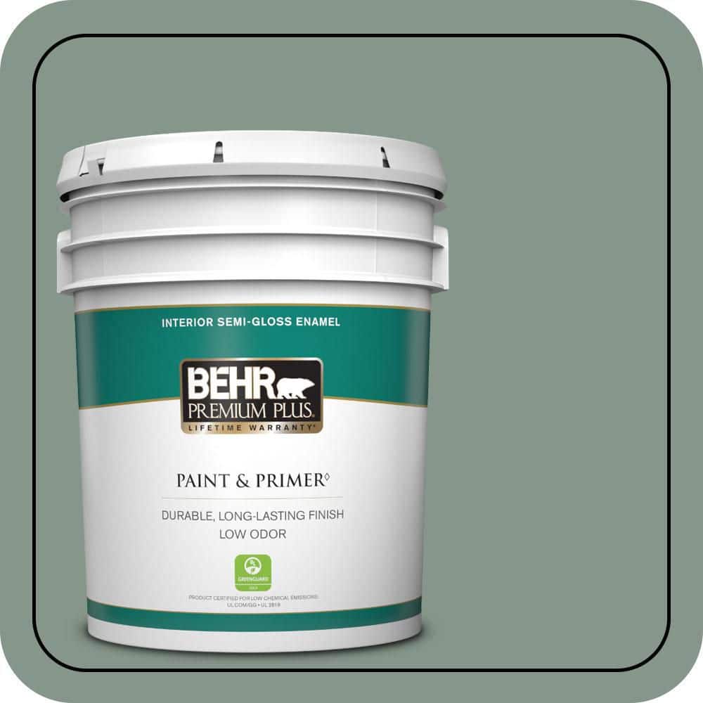 BEHR PREMIUM PLUS 5 gal. #N420-4 Underground Gardens Semi-Gloss Enamel ...