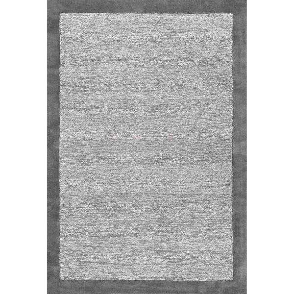 nuLOOM Marianne Handmade Wool Border Gray 6 ft. x 9 ft. Area Rug ...