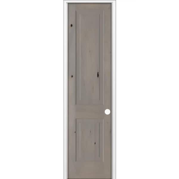 30 in. x 96 in. Rustic Knotty Alder 2-Panel Square Top Right-Hand ...