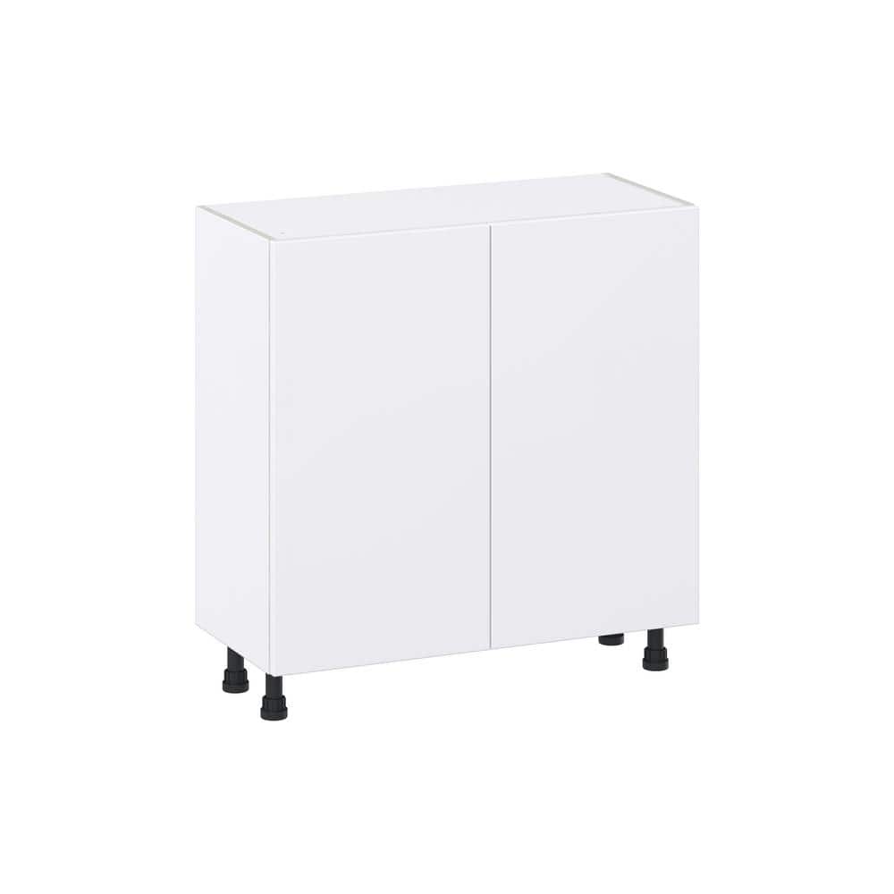 J COLLECTION Fairhope Bright White Slab Assembled Shallow Base Kitchen ...