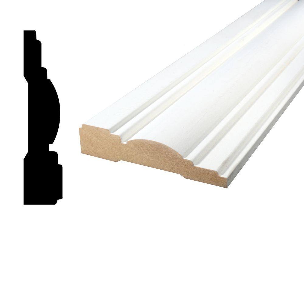 Alexandria Moulding 1 in. x 4-1/2 in. x 96 in. Primed MDF Casing ...