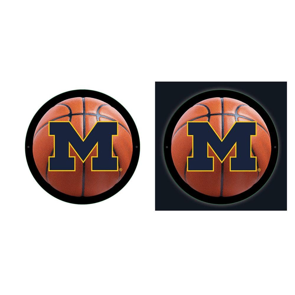 Evergreen 15 in. University of Michigan Basketball Round Plug-in LED ...