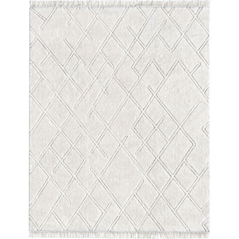 Well Woven Marina Firth Modern Solid Shag, Ivory 7 ft. 10 in. x 9 ft ...