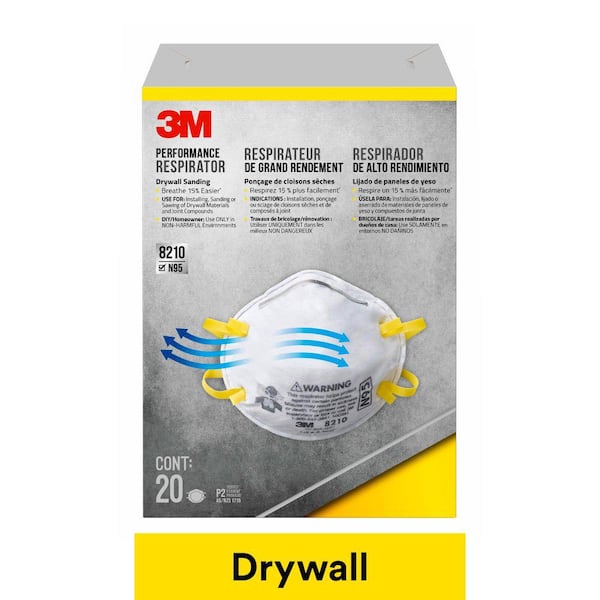 3m 8210 Drywall Sanding Respirator N95 1 Mask Kit 3M™ 8210+ N95 ...