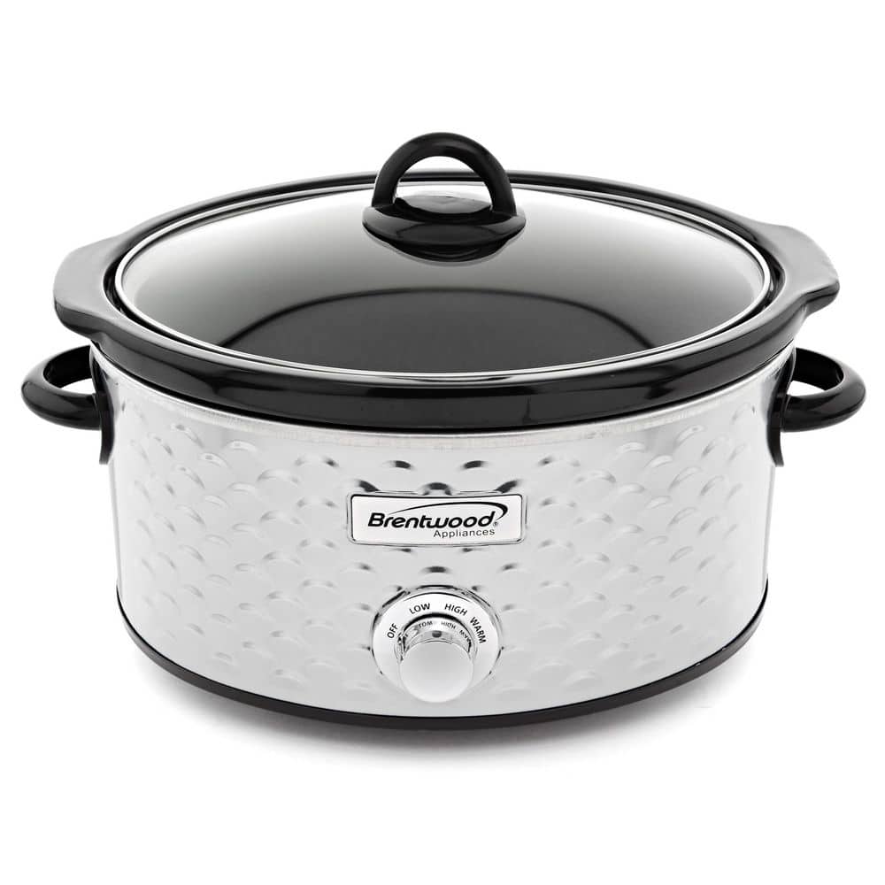 Brentwood Scallop Pattern 4.5 Quart Slow Cooker in Stainless Steel ...
