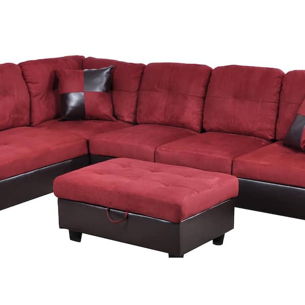 Cherry Red Leather Sectional Sofa | Baci Living Room