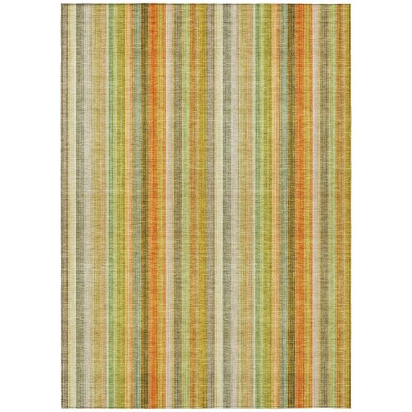 HomeRoots Tan Orange and Green 3 ft. x 4 ft. Woven Striped Rectangle ...