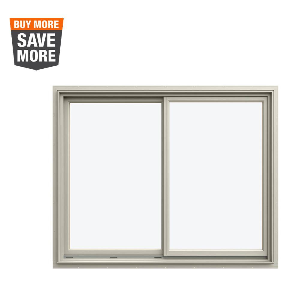 JELD-WEN 59.3125 in. x 47.5625 in. W-5500 Left-Hand Sliding Wood Clad ...