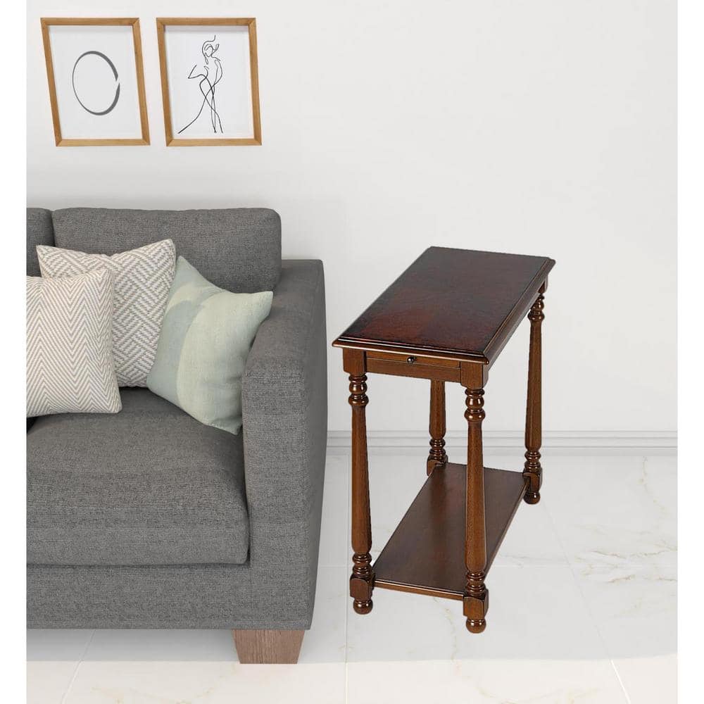 HomeRoots 12 in. Brown Rectangle MDF End Table 2000488965 - The Home Depot