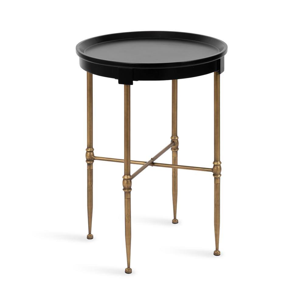 Kate and Laurel Valdi 18 in. W. Black Round Traditional Wood End Table 226094 - The Home Depot