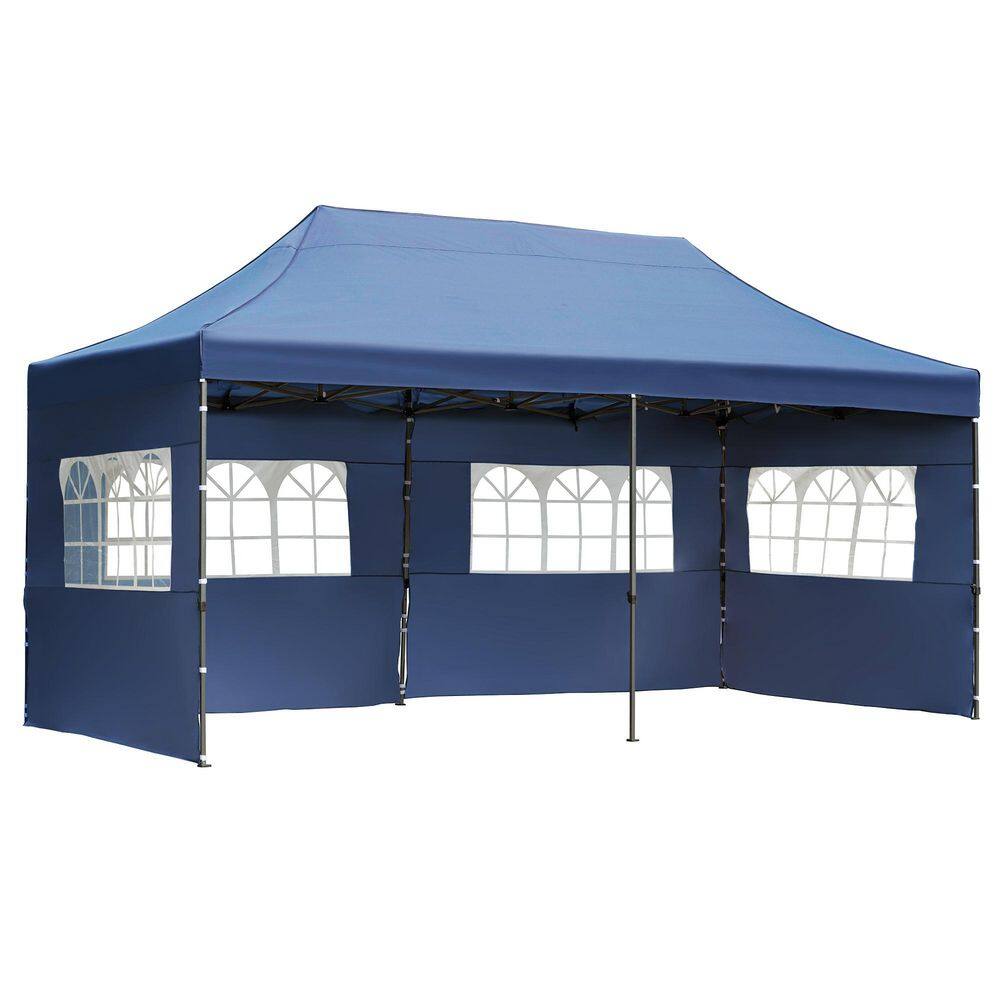 Lycvki 10 ft. x 20 ft. Outdoor Navy Oxford Fabric Heavy Duty Gazebo Pop ...