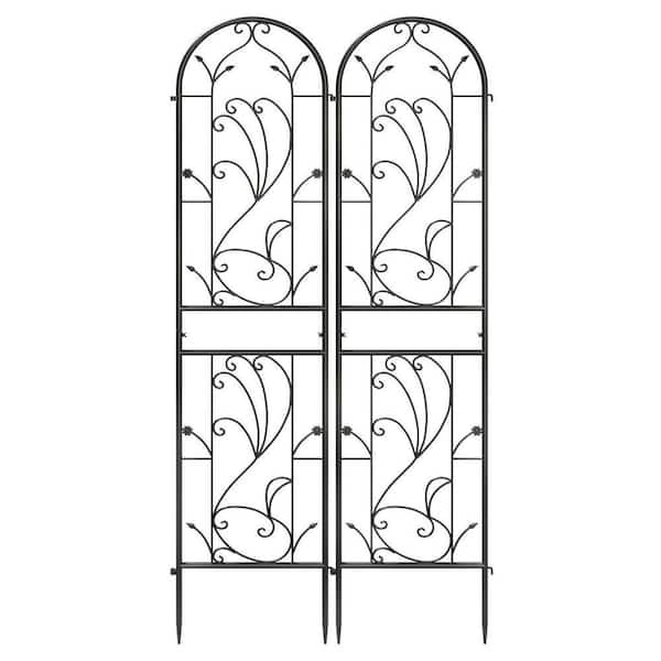 FAWEY TRED INC 87 in. H Garden Trellises, Black Metal Coated Rustproof ...