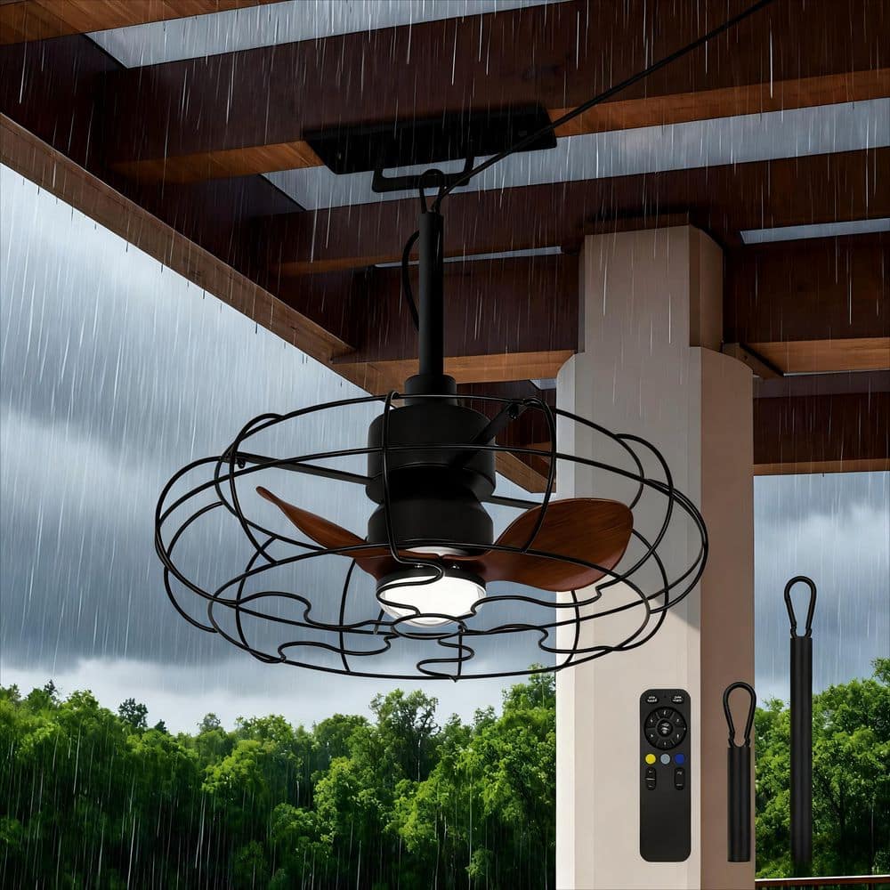 Reviews for ARISKEEN 20 in. Outdoor Black Wet Rated Gazebo Ceiling Fan with Light, Hanging Fan ...