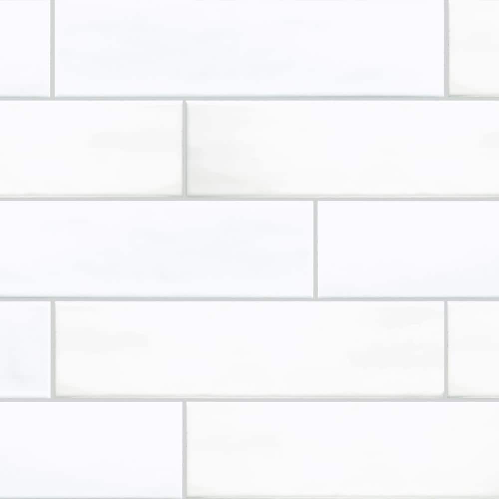 Daltile LuxeCraft White 4 in. x 16 in. Glazed Ceramic Subway Wall Tile ...