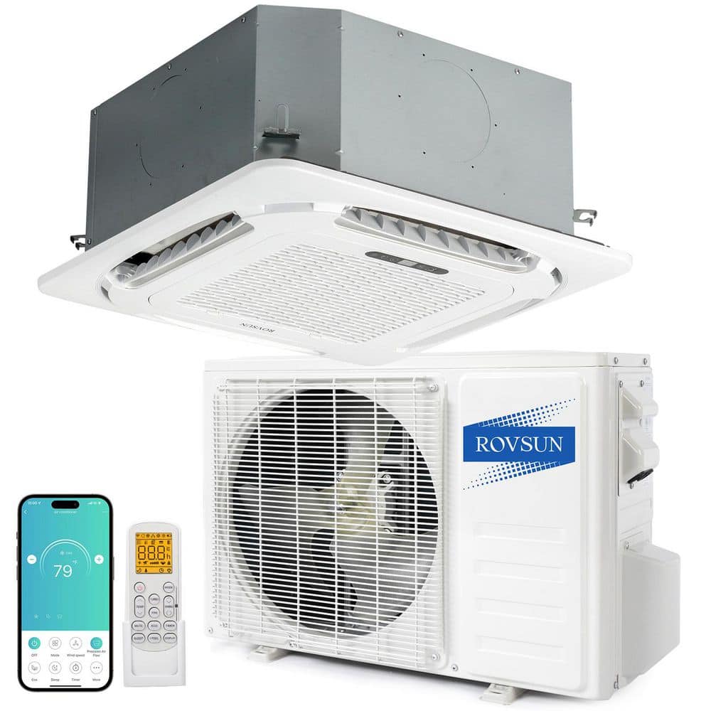 ROVSUN 23 SEER2 23,000 BTU WIFI Ceiling Cassette Ductless Mini Split ...