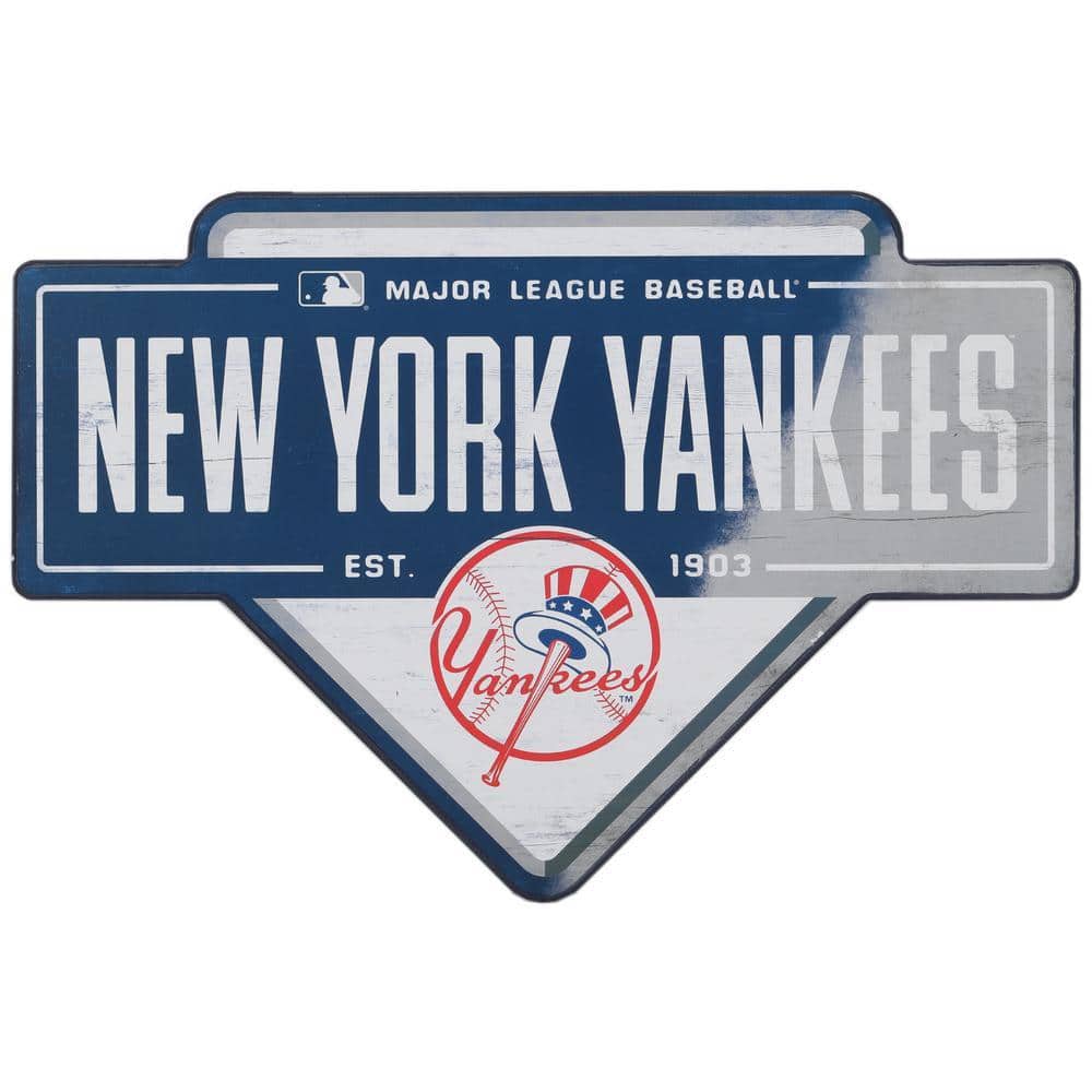 Open Road Brands New York Yankees Blue and White MDF Wooden Block Wall ...