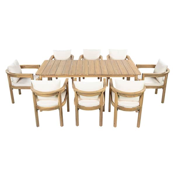 CHRISTOPHER KNIGHT HOME Crawford Oiled Teak Finish 9-Piece Wood Patio ...