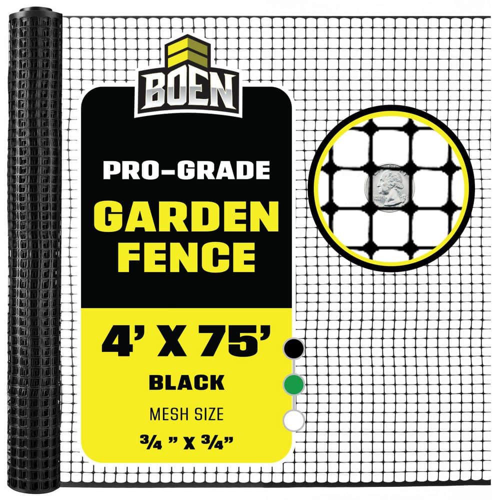 BOEN Black Plastic Garden Fence 4 ft. x 75 ft. GF-50013 - The Home Depot