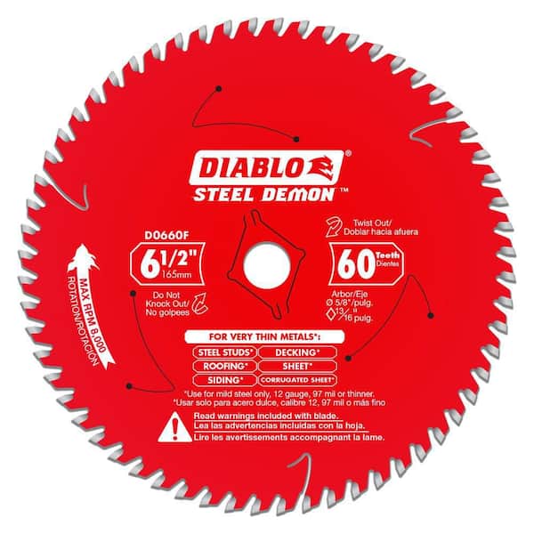 DIABLO Steel Demon 6-1/2 in. x 60-Tooth Carbide-Tipped Circular Saw ...