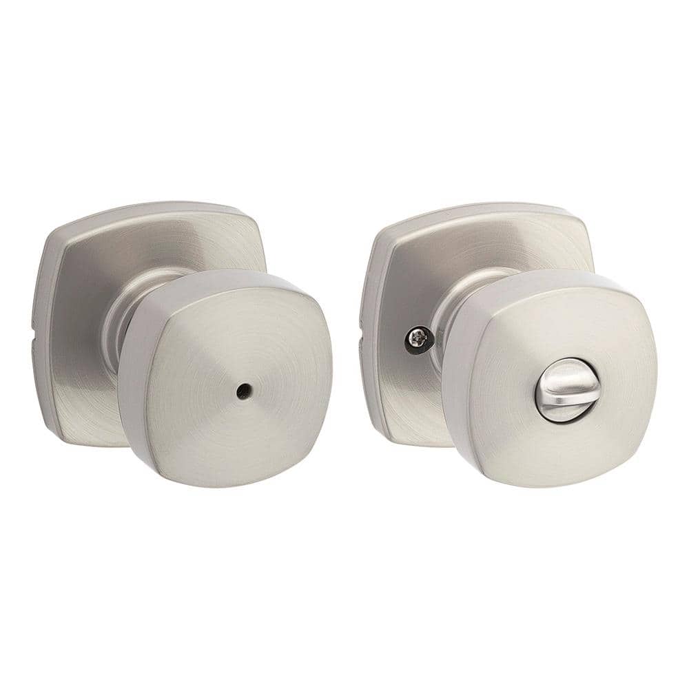 Kwikset Arroyo Satin Nickel Bed/Bath Knob with Soft Modern Rose 730AYK MDT 15 CP - The Home Depot