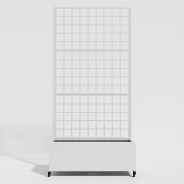 Arch 71 in. x 35 in. White Outdoor Planter Box Raised Beds with Trellis ...