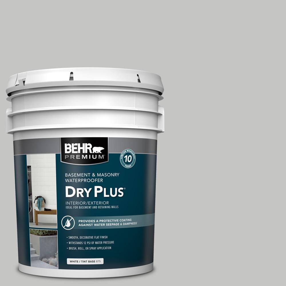 BEHR PREMIUM 5 gal. #N520-2 Silver Bullet Flat Interior/Exterior Dry ...