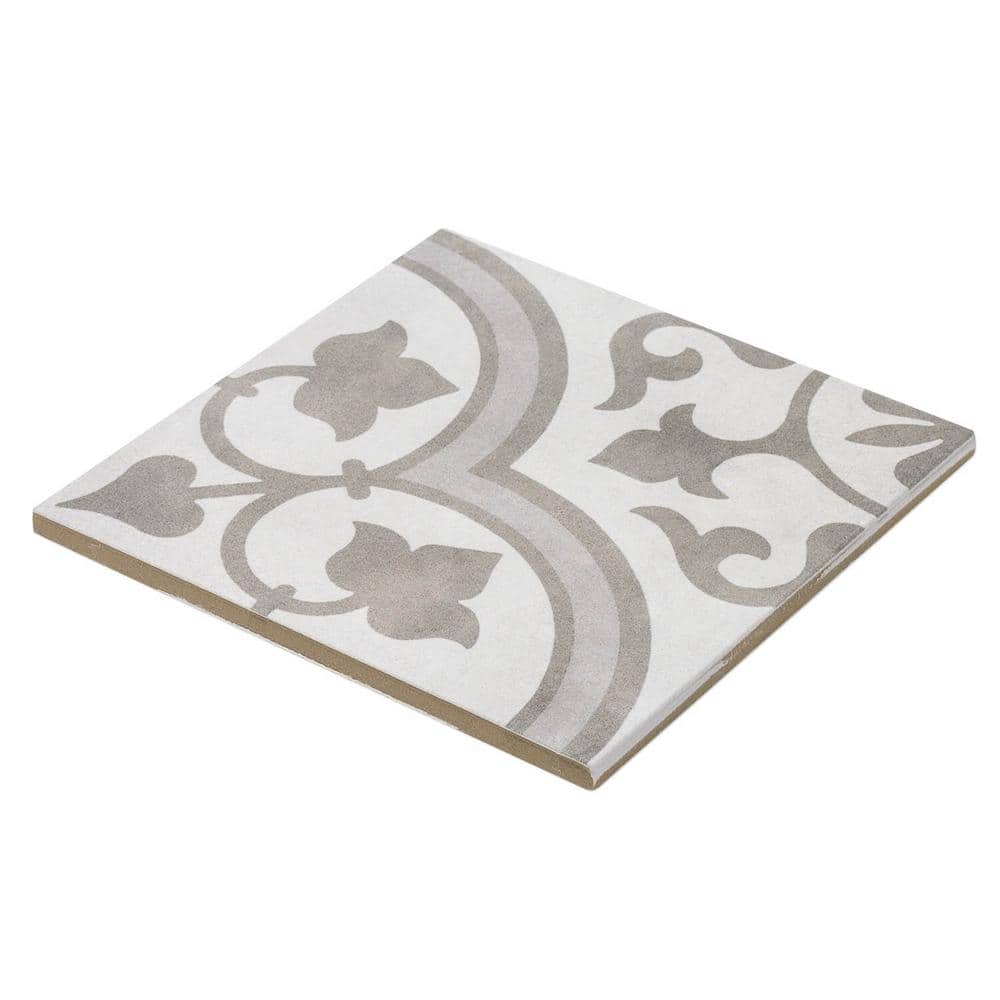 Buy Sintra Silver Ornate Encaustic 9 in. x 9 in. Mate Porcelain Floor ...