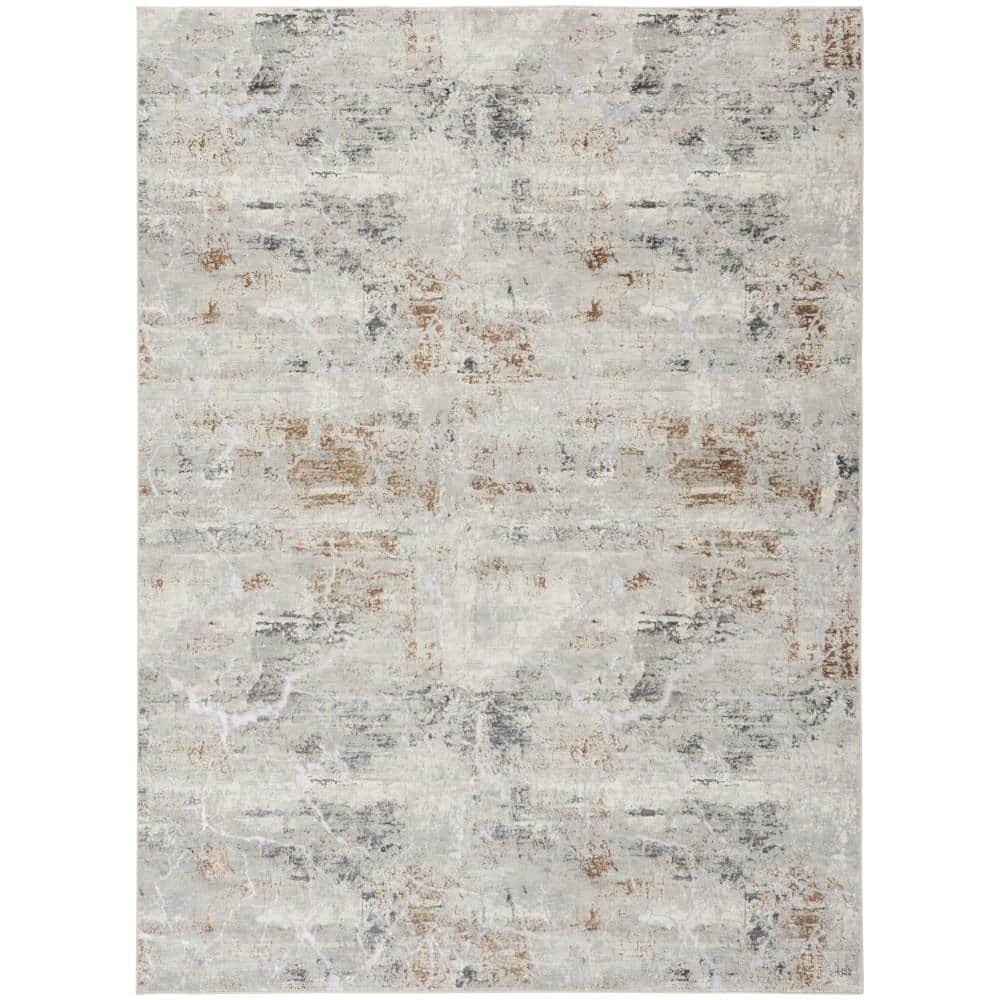 Nourison Glam Grey Multicolor 9 ft. x 12 ft. Abstract Contemporary Area ...