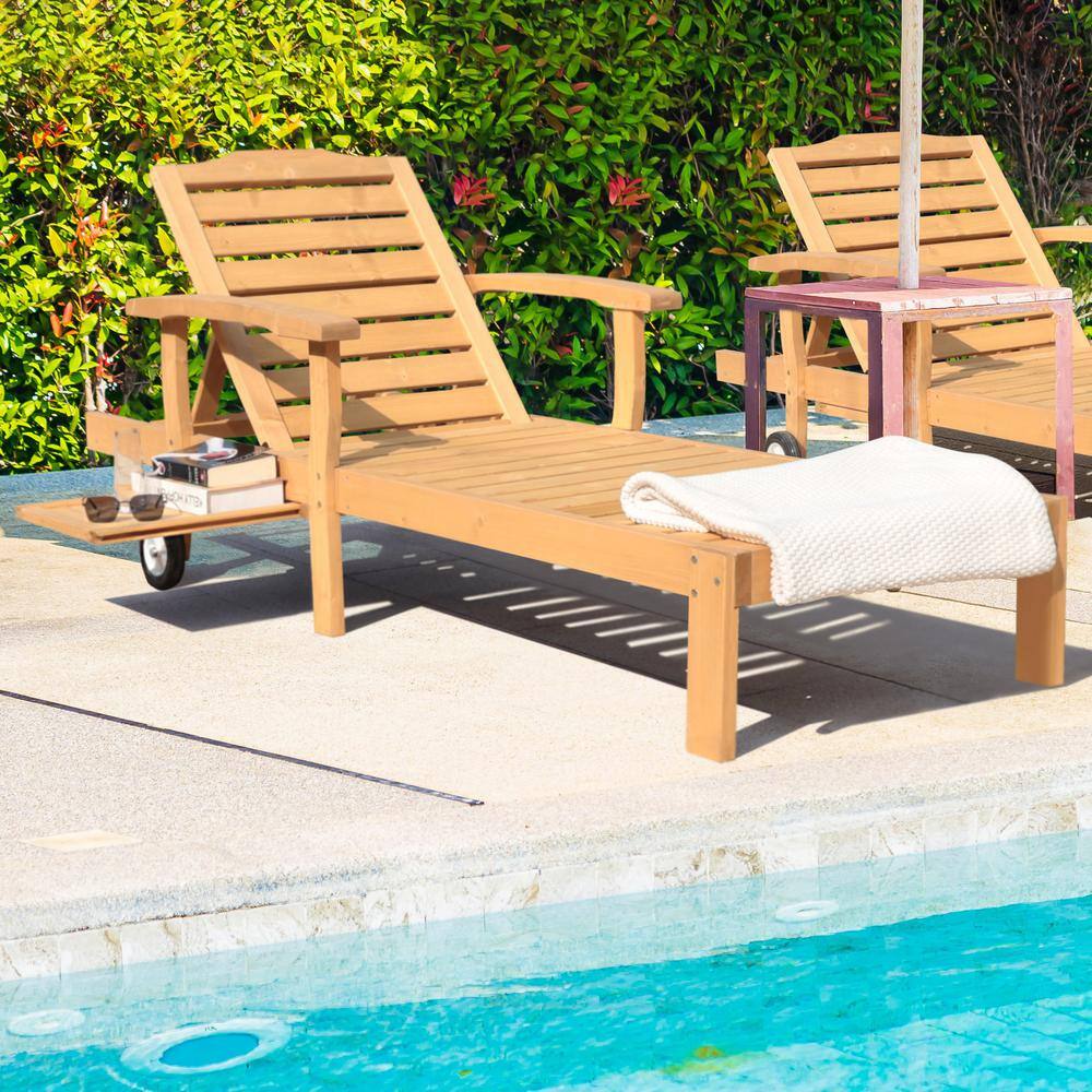 Reviews for VEIKOUS Oversized Wood Color Wood Outdoor Chaise Lounge ...
