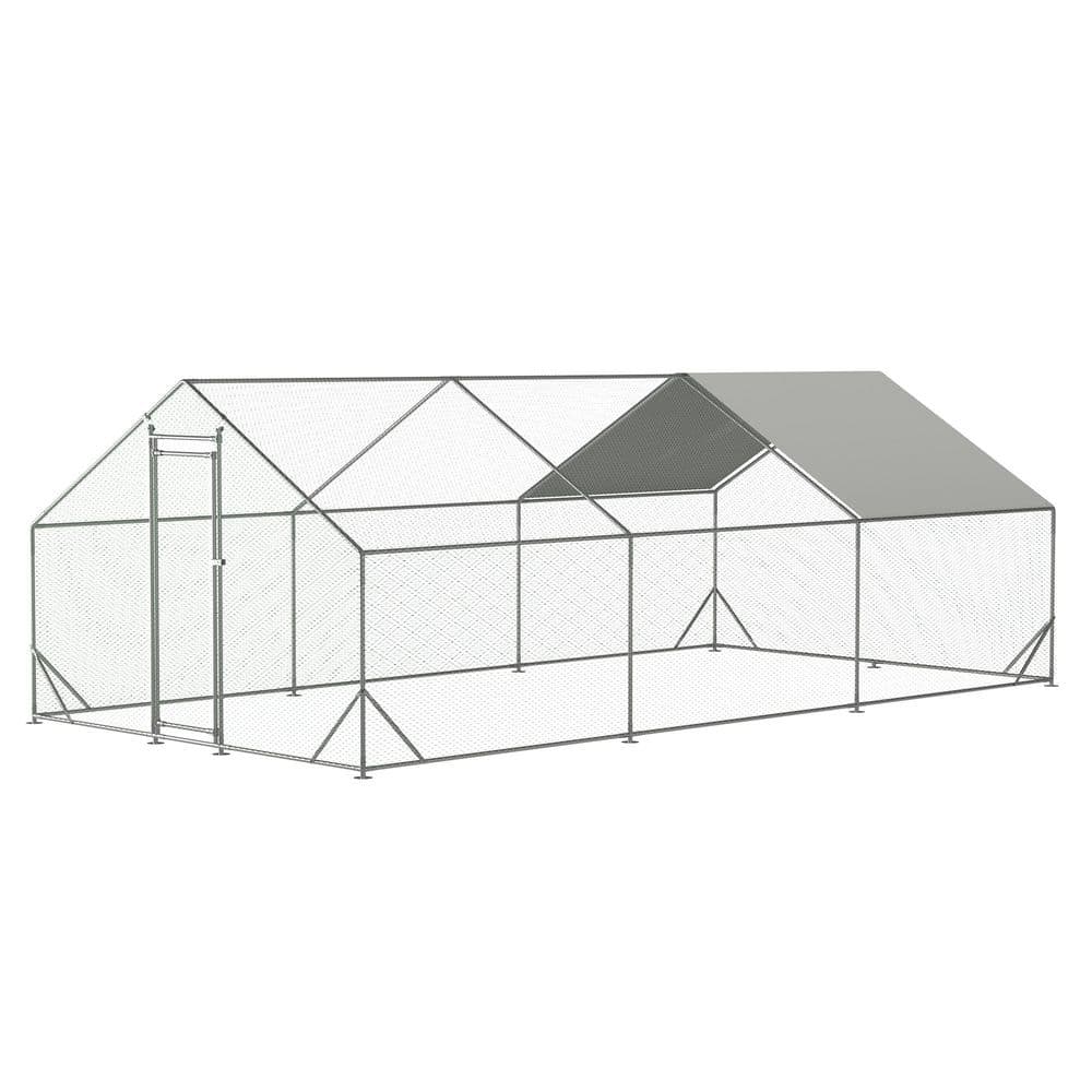 Siavonce 240 in. W x 79 in. H Large Metal Chicken Coop, Walk-in Garden ...
