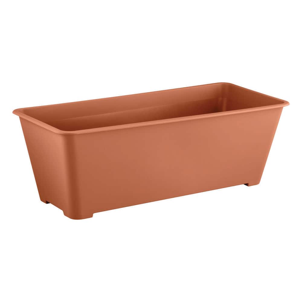 Vigoro 27 in. Antonella Clay Plastic Rectangular Window/Deck Planter ...