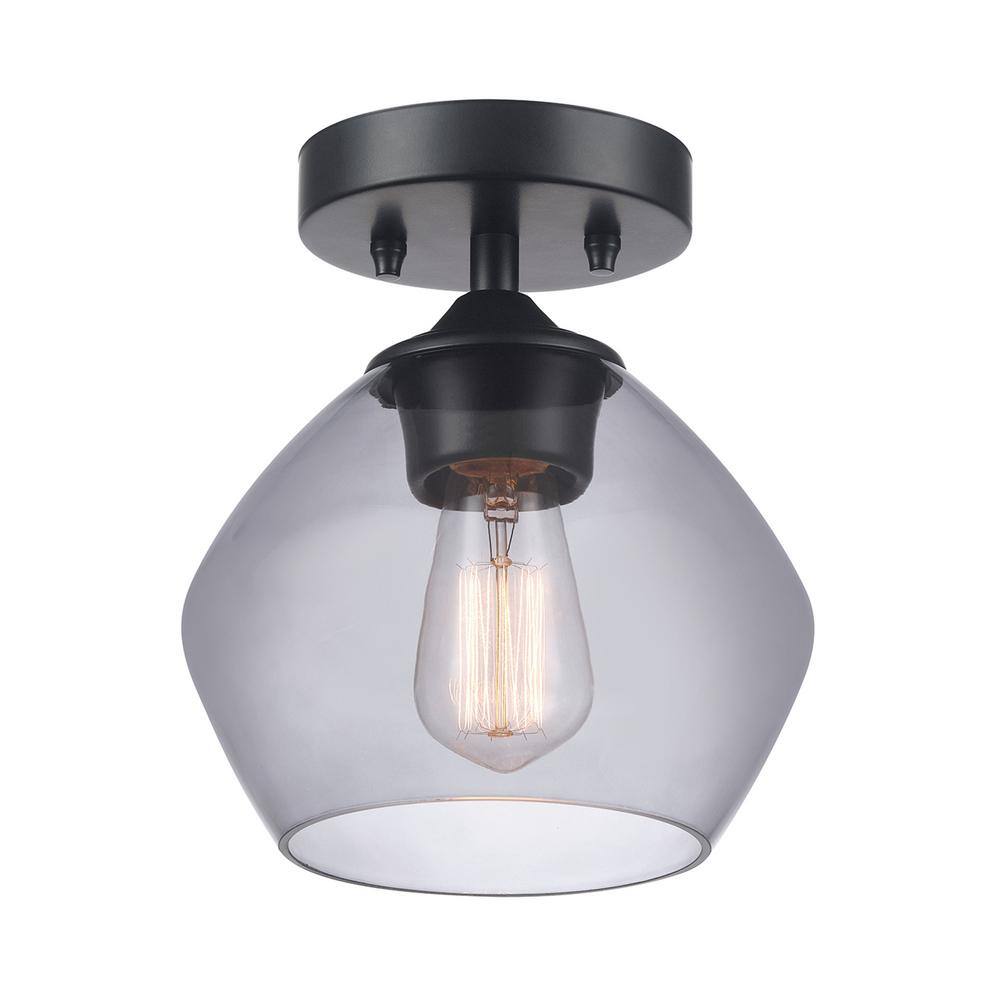 Globe Electric Harrow 8 in. 1-Light Matte Black Semi-Flush Mount ...