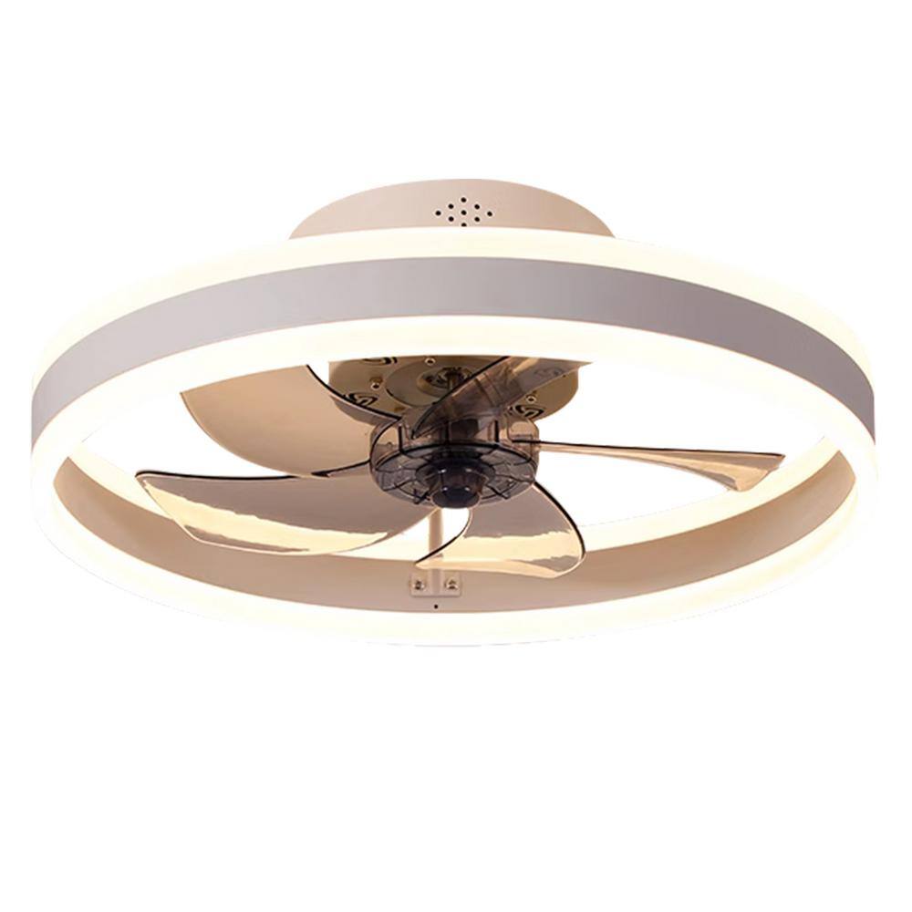 OLUZO 20 in. Smart Indoor White Flush Mount LED Ceiling Fan with Light ...