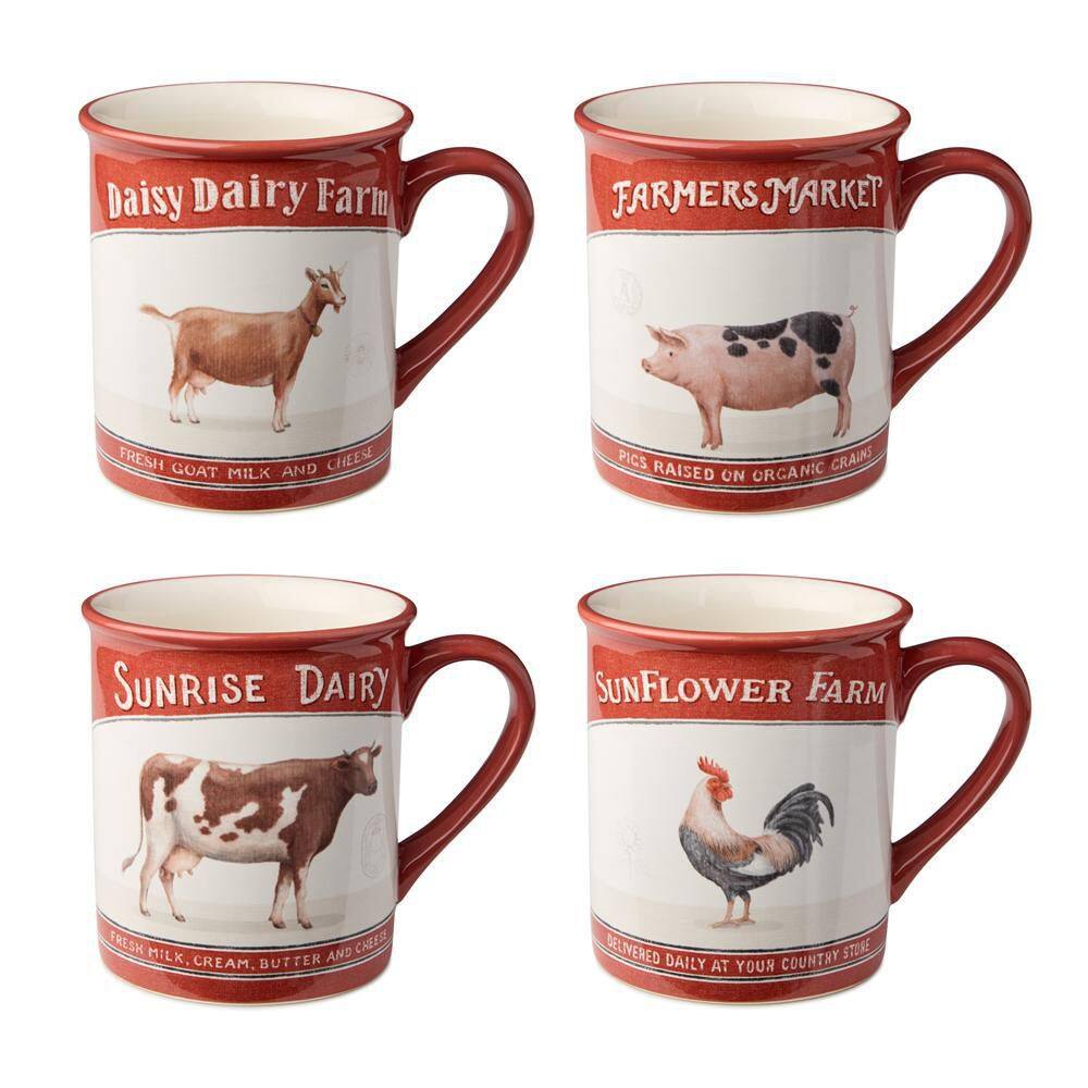 Certified International 16 fl. oz. Multi-Colored Vintage Farm Ceramic ...