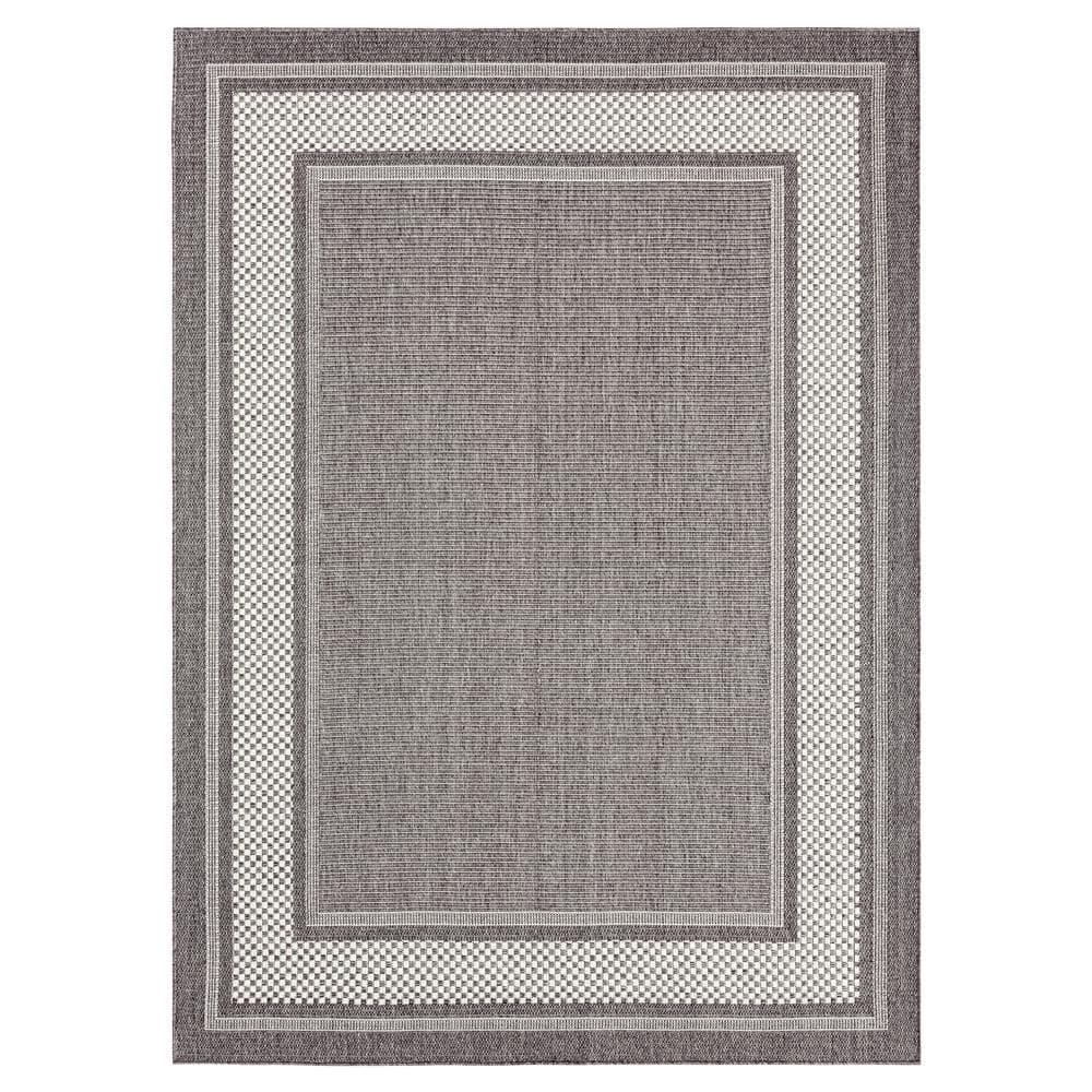 Home Dynamix Tripoli Julie Grey/Ivory 5 ft. x 7 ft. Border Indoor ...