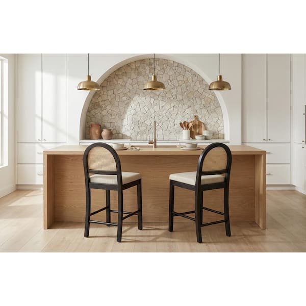 Best Master Furniture Thatch 39 in. H Black Rattan Wood Organic Modern ...