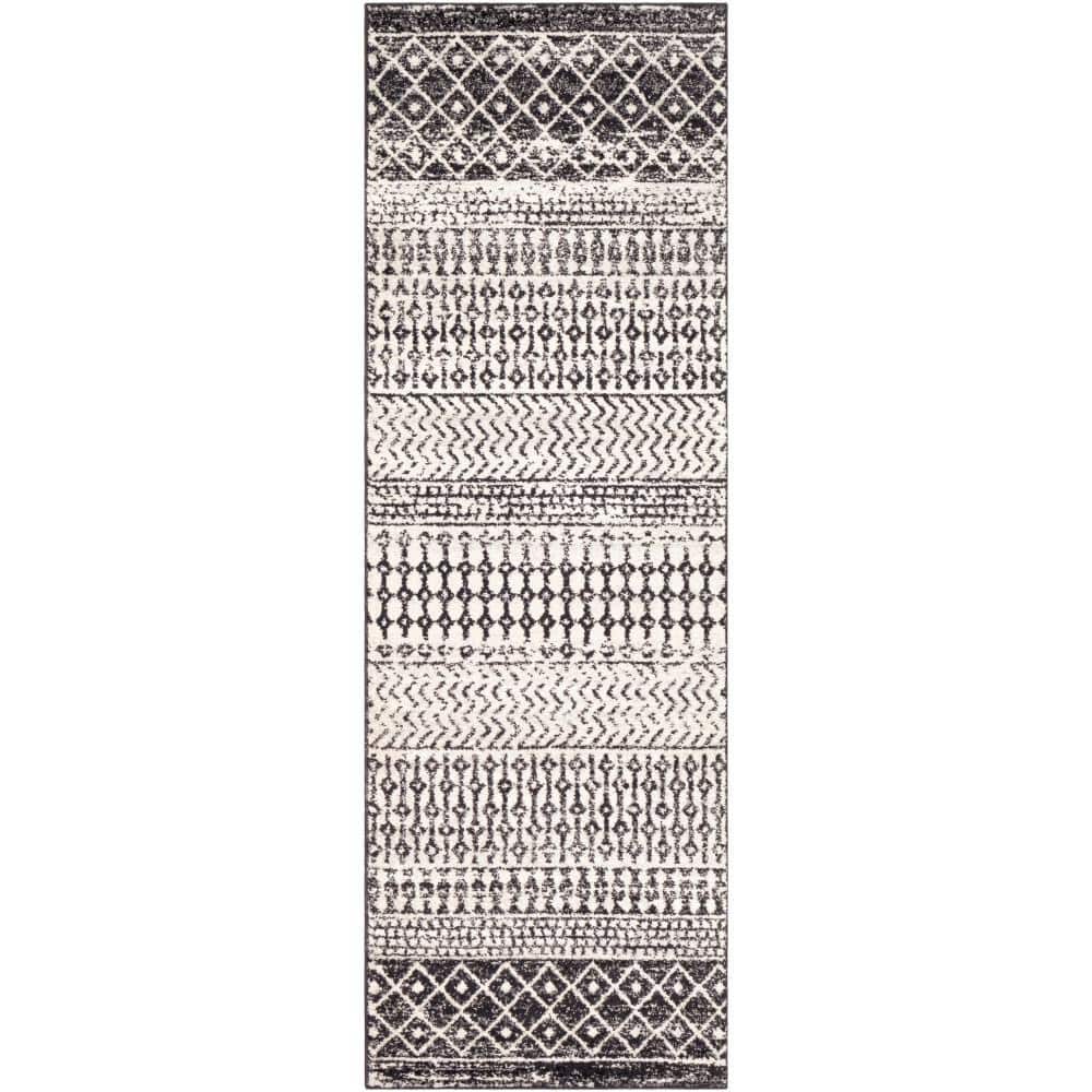 Livabliss Laurine Black/White 2 ft. 7 in. x 12 ft. Runner Rug ...