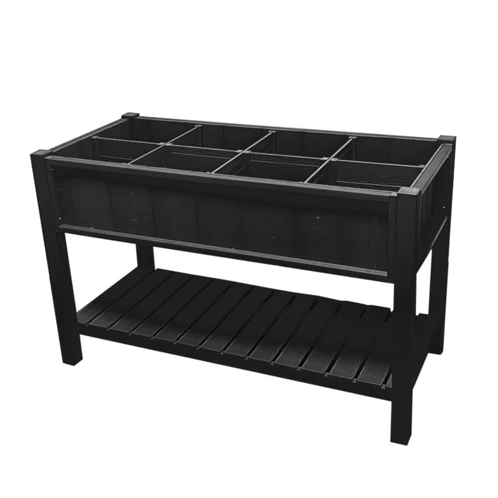 LUE BONA 48 in. x 22 in. x 30 in. Black Recycled Plastic Ply Outdoor ...