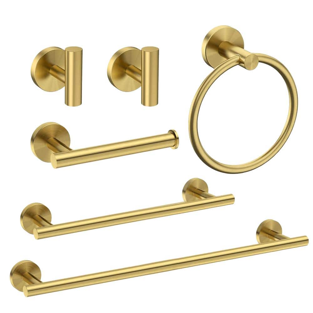 YULIKA 6-Piece Bath Hardware Set Bathroom Towel Rack Set with 2 Towel ...